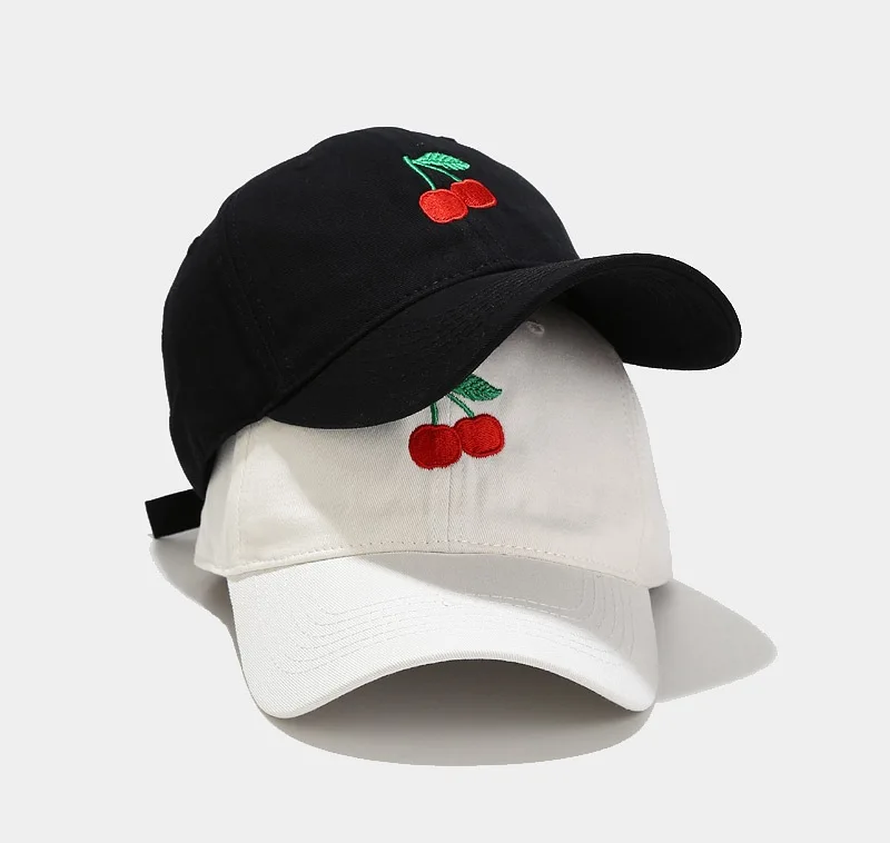 Unisex Baseball Cap Fruit Cherry Embroidery Soft Top Duckbill Cap ...
