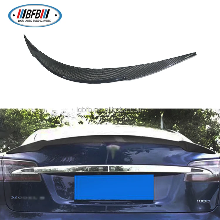 Carbon Fiber Rear Lip Spoiler V Type For Tesla Model S 2012-2016 - Buy ...