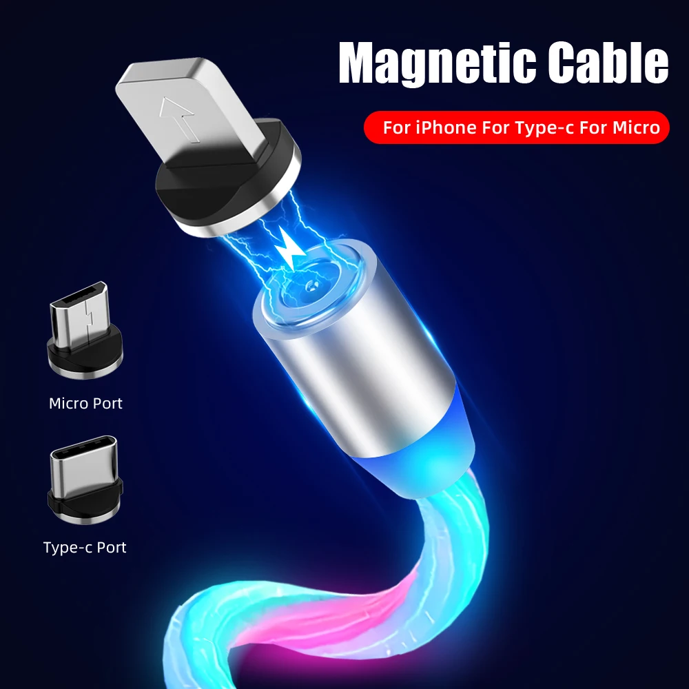 Led Light Magnetic Charger Cable 3 In 1 Magnetic Charging Cable Phone ...