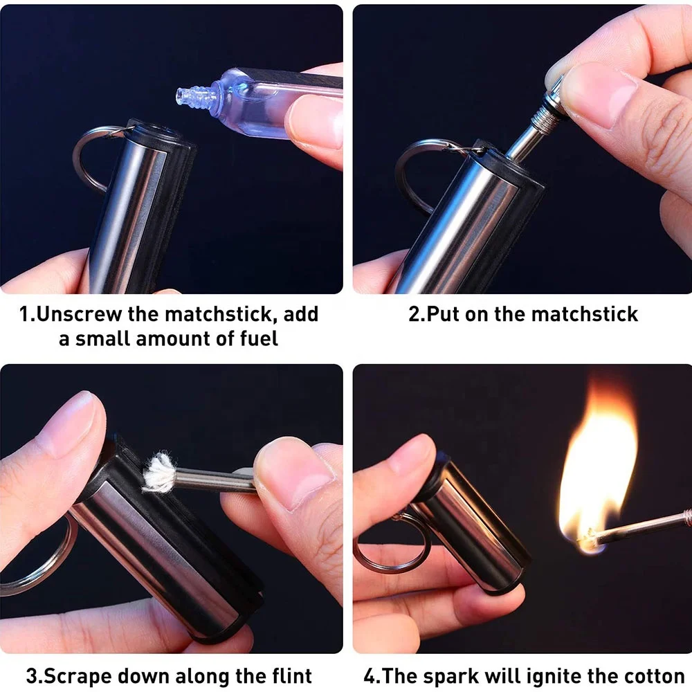 Kongbo Permanent Metal Match Stick Flint Fire Starter Lighter Keychain ...