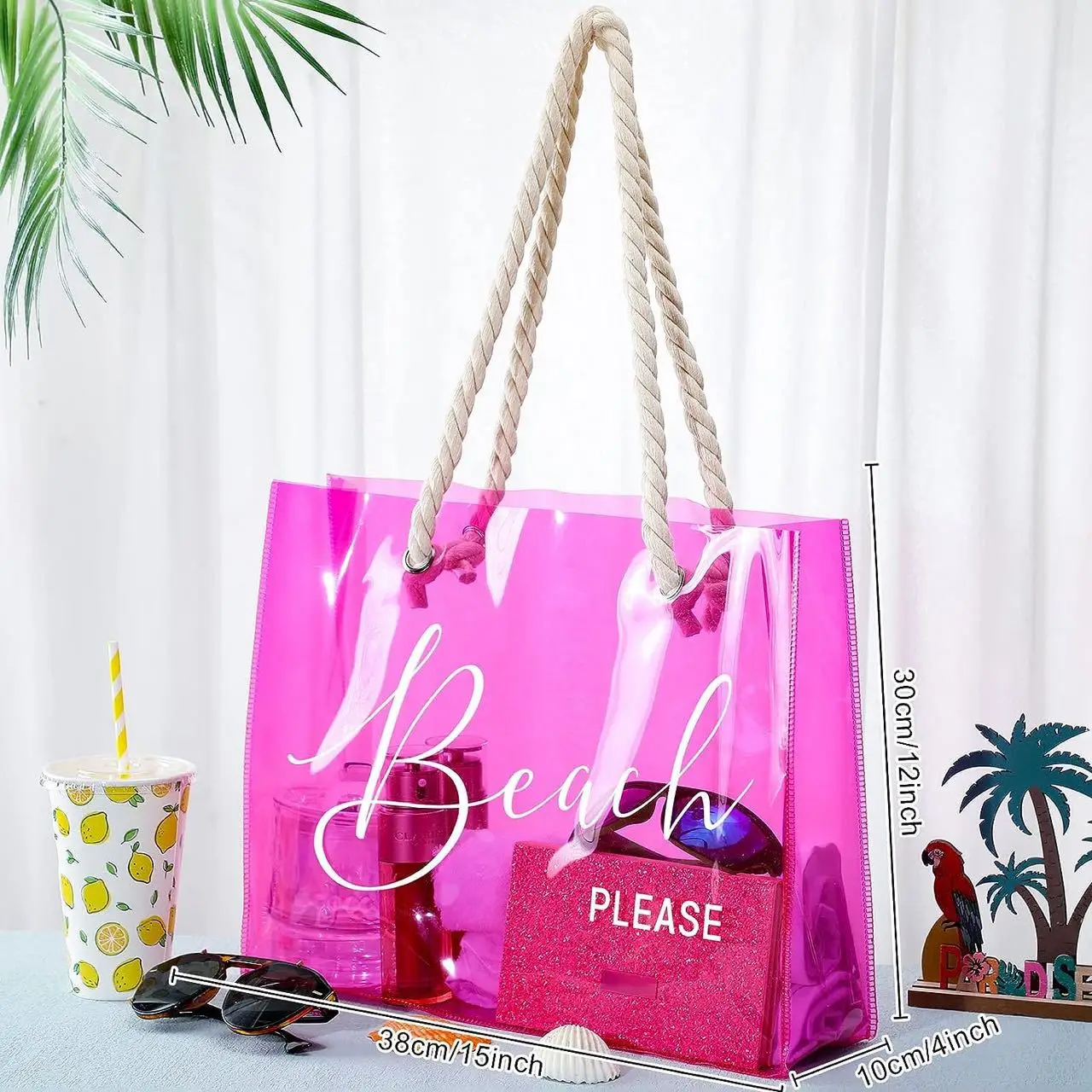 Customized Transparent Pink Bags - Fashionable & Durable