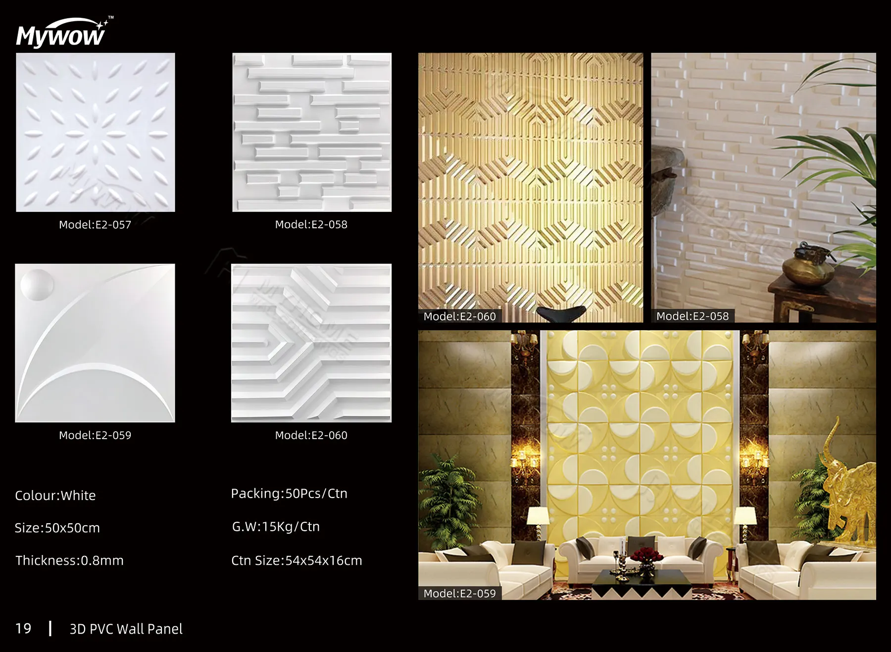 Tahan Air Interior Panel Dinding Warna Putih Paintable Dekoratif 3d ...