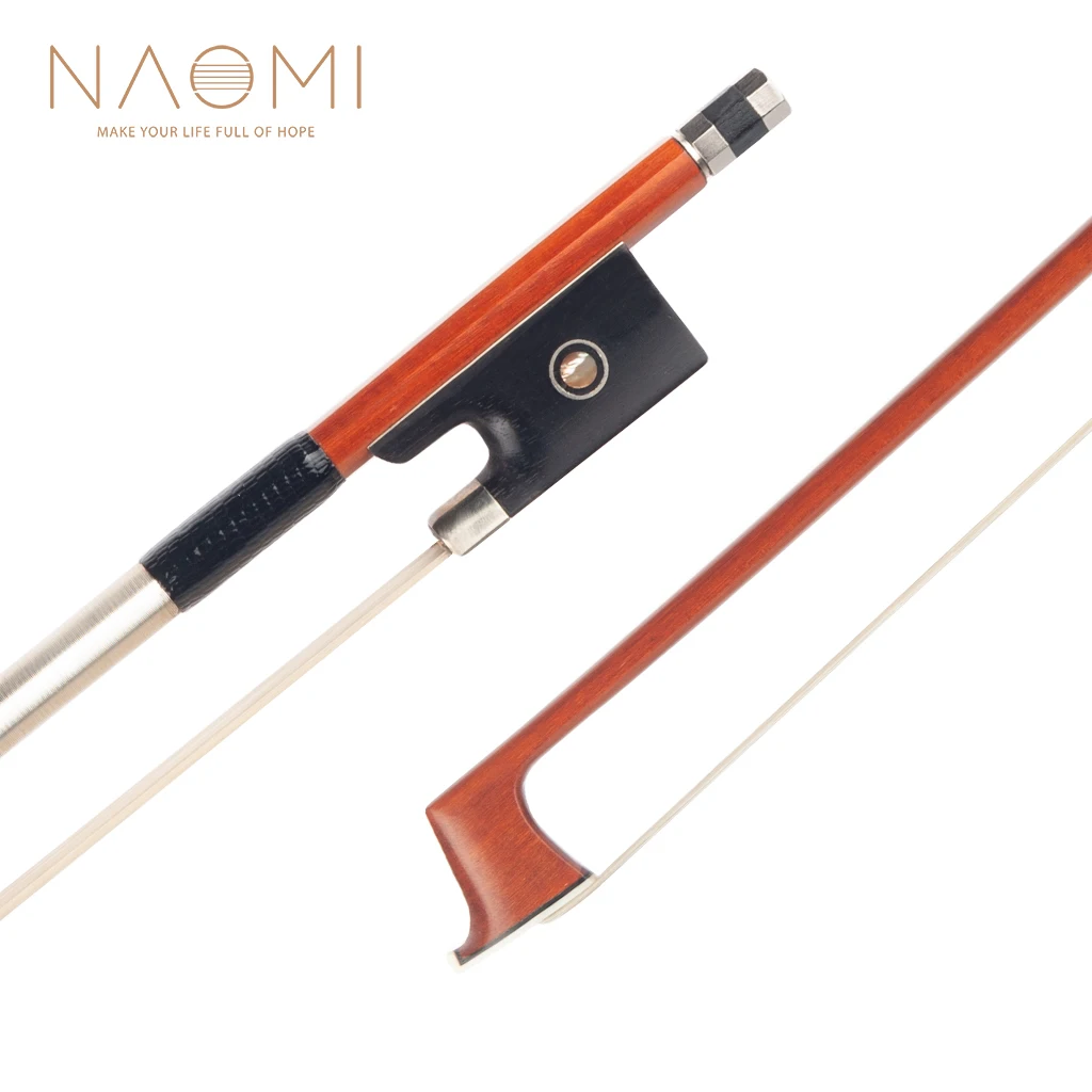 NAOMI 4/4 Violin Bow Pernambuco Stick W/Ebony Frog Lizard Skin Grip ...