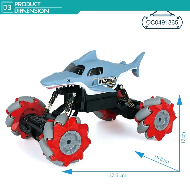 7 Channels Drift Stunt Shark Monster Truck RC Car Remote for Kids