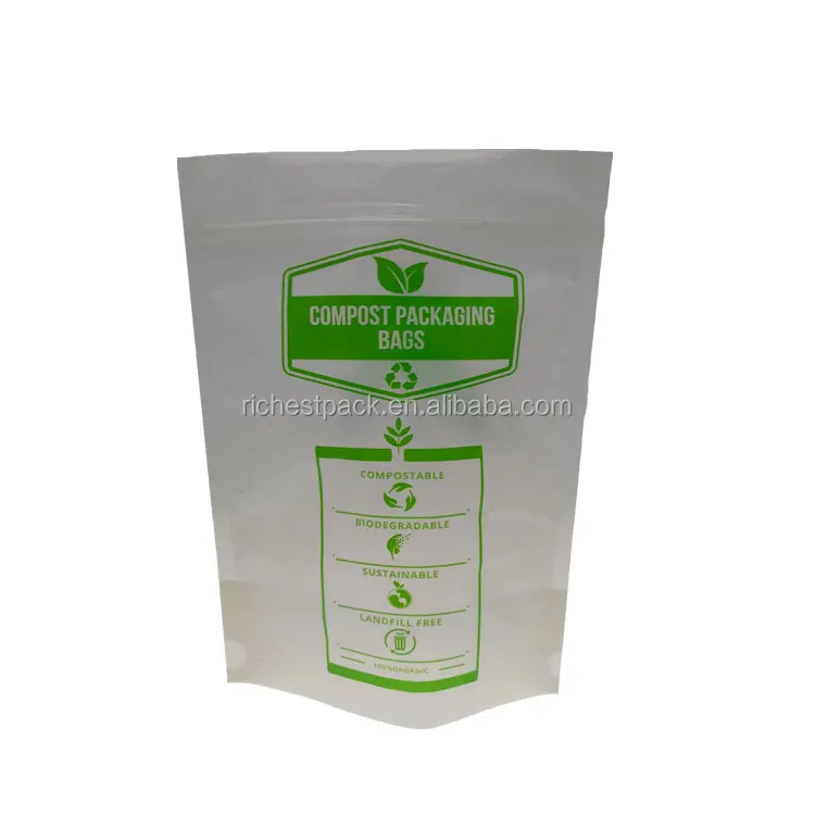 Compostable Resealable Plastic Pouch - Biodegradable Kraft Paper Zipper Bag