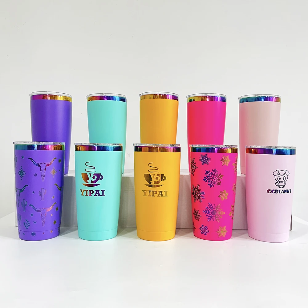 Usa Warehouse Powder Coated Colorful Holographic Rainbow Plated 20oz ...