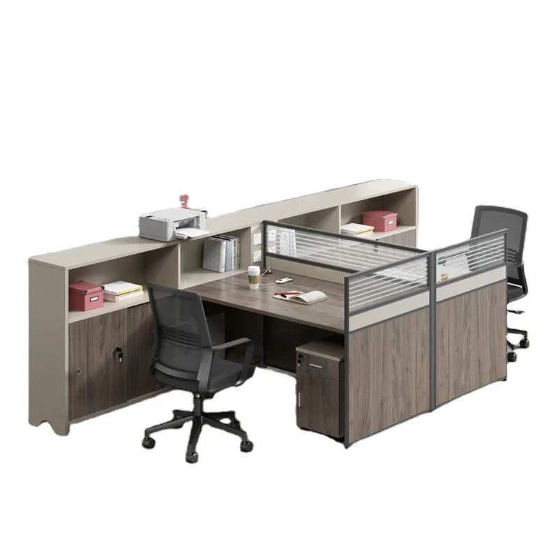 Staff Office Desk And Chair Combination Of Four Simple Modern Six ...