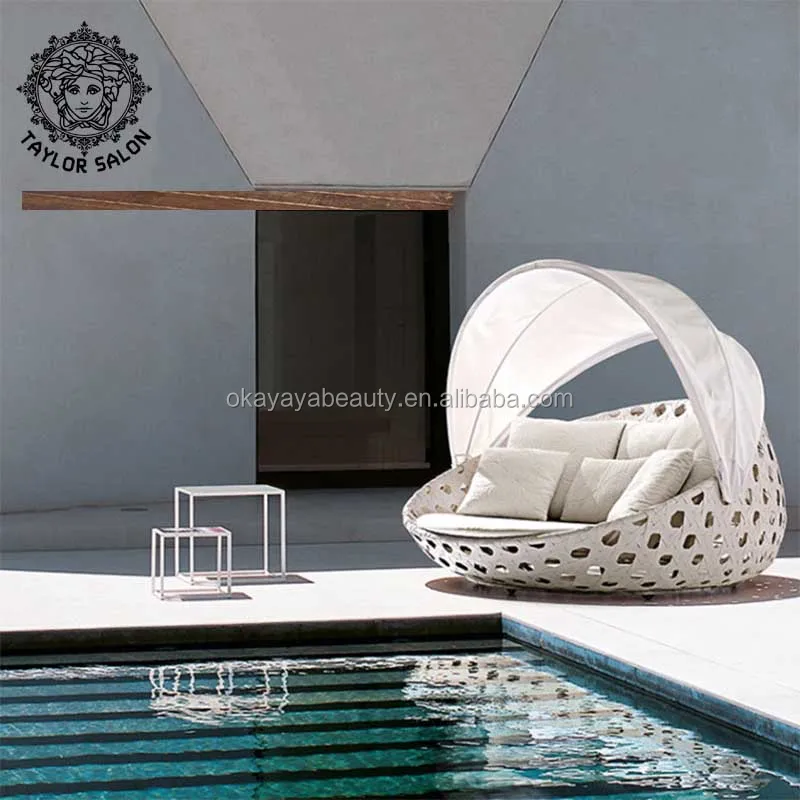 Garden Round Rope Sunbed Using Outdoor Daybed Round Bed Woven Rope ...