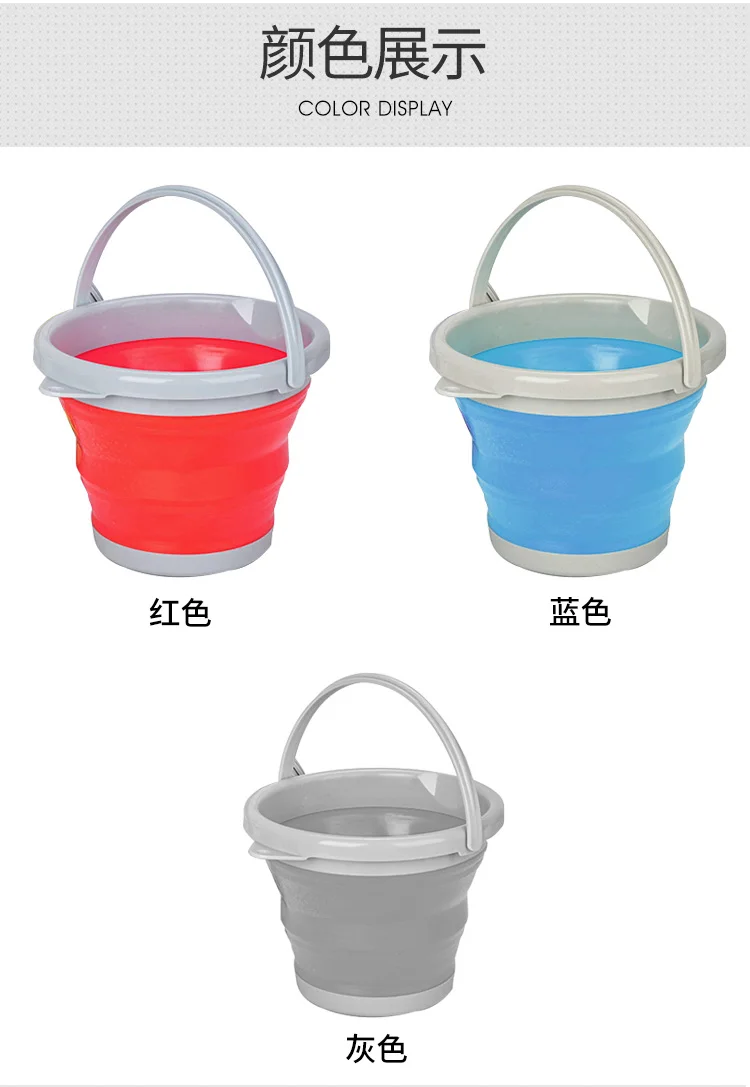 Eco Foldable Portable Retractable Silicone Collapsible Bucket Pails ...