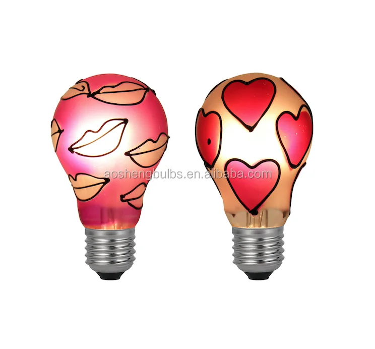 High Quality A60 Art Painting LED Lamp A19 Stained Glass LED Bulb PS60 ...