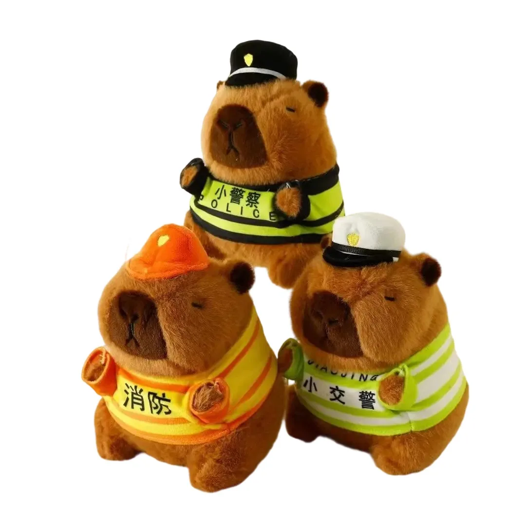2025 New Cute Police Capybara Stuffed Animal Doll Soft Plush