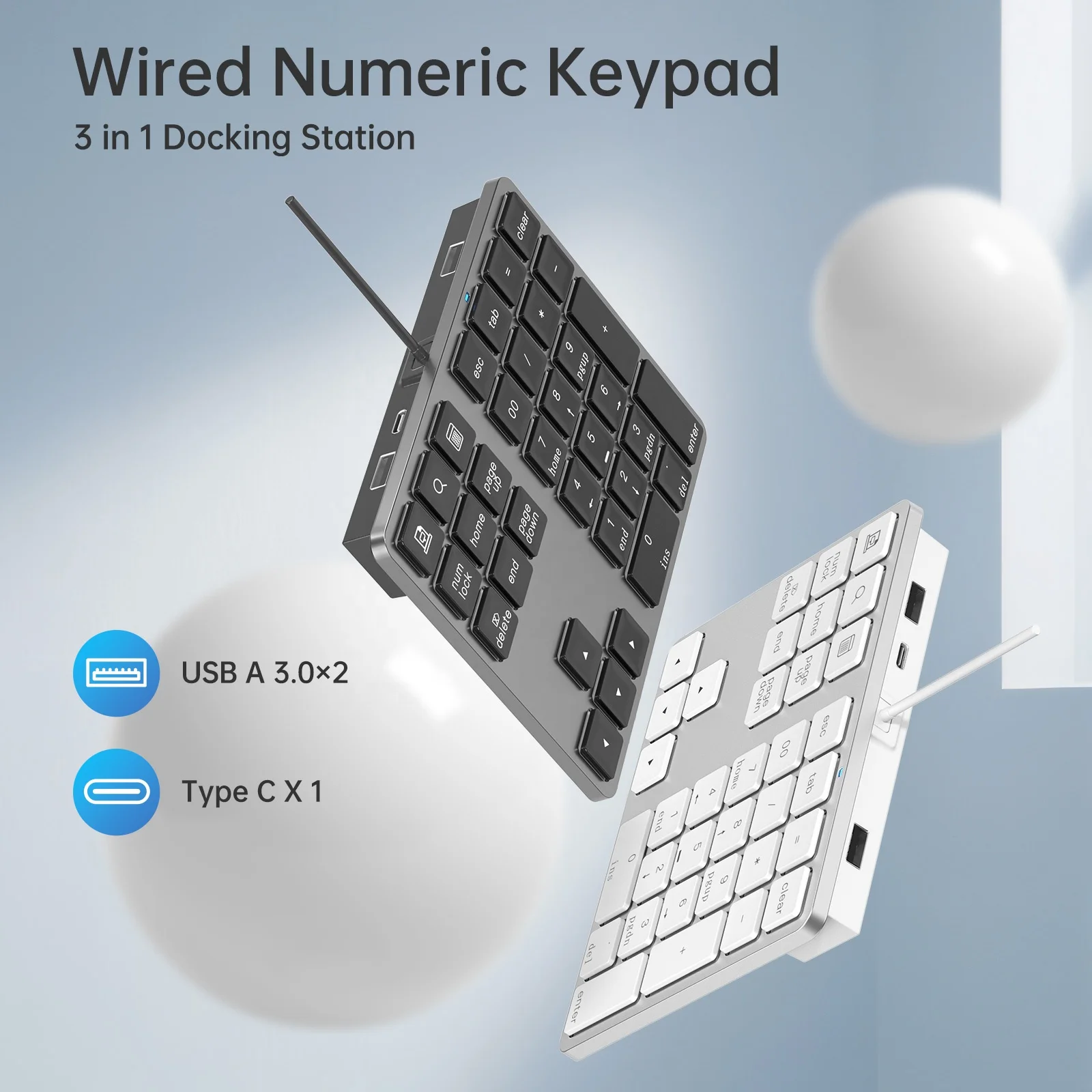 Ergonomic Portable Keyboard with Numeric Keypad - Awireless