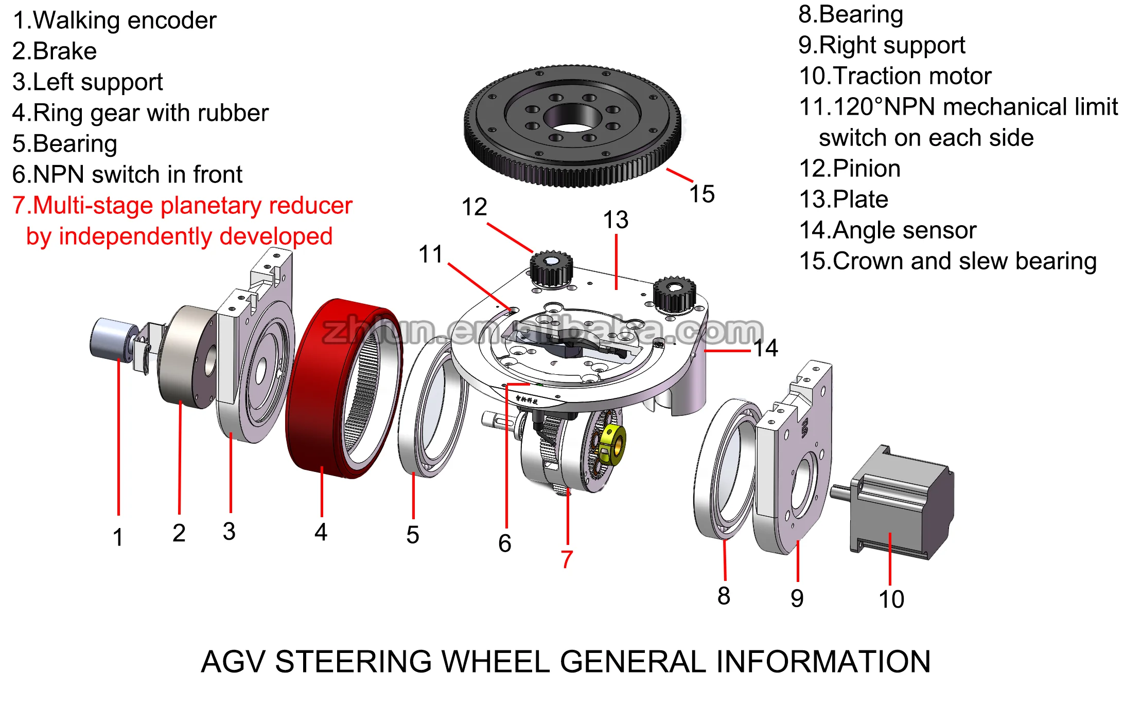 ZL-484 Heavy Duty AGV Drive Wheel with Steering for Big Loads