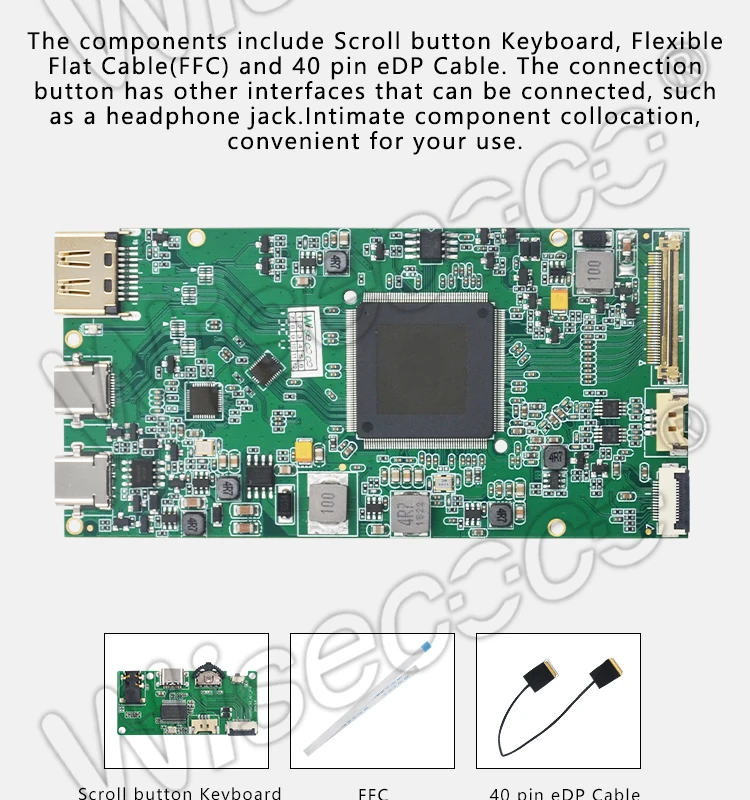 Edp 40 Pin TFT LCD PCB Board Driver - USB Type-C Compatible