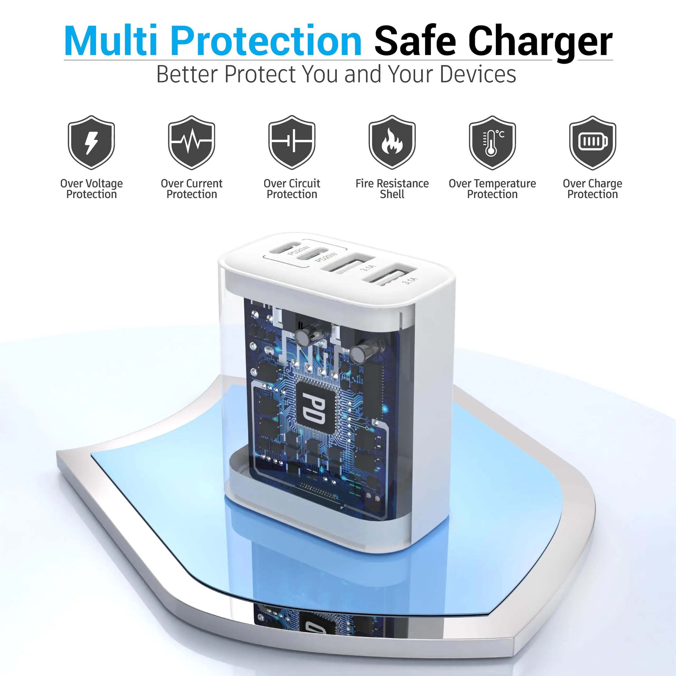 Factory USB C Block 40W, 4 Ports Wall Plug Fast Charging Block, PD+QC ...