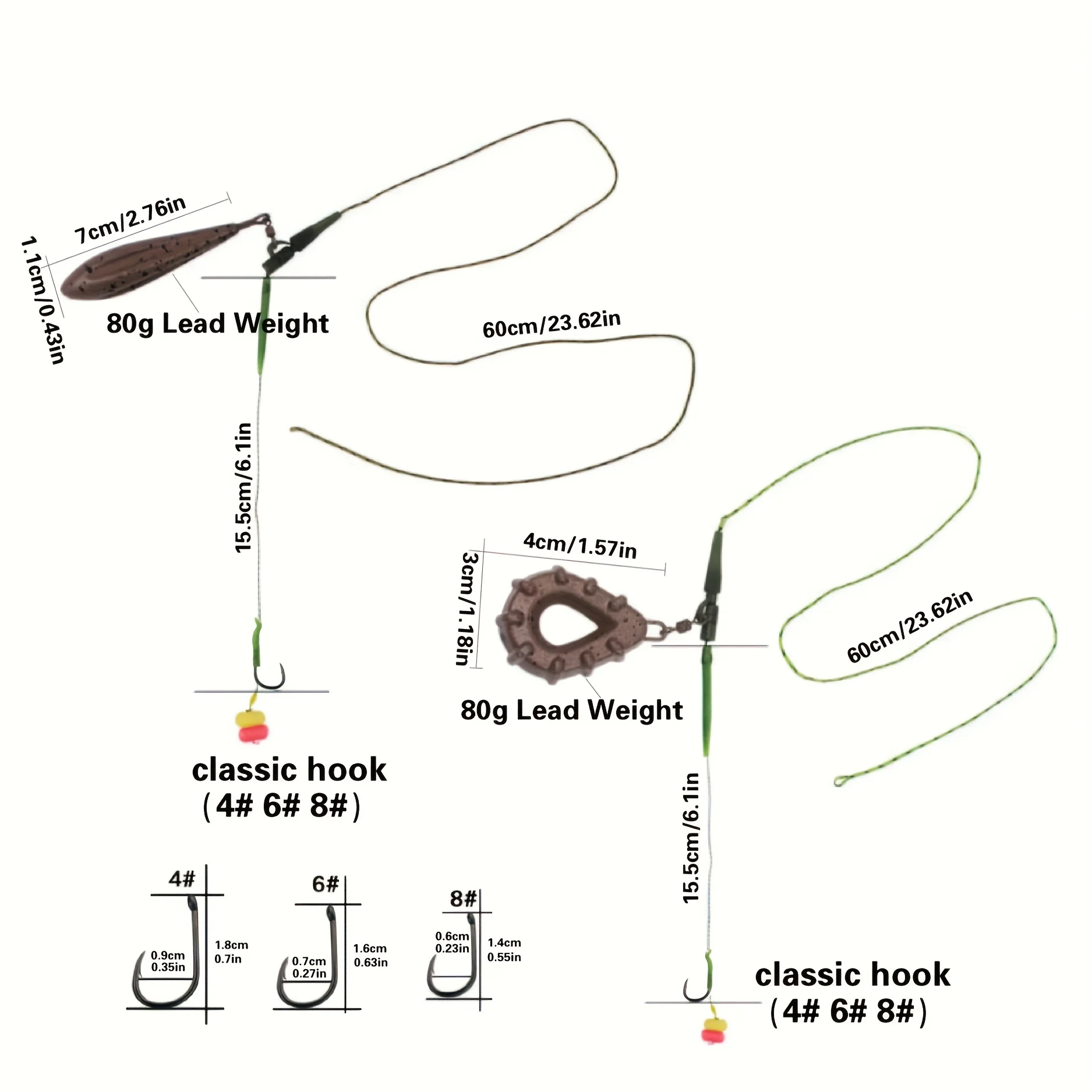 Carp Fishing Hair Rigs Ready Made Carp Fishing Hook Size #4/#6/#8 ...