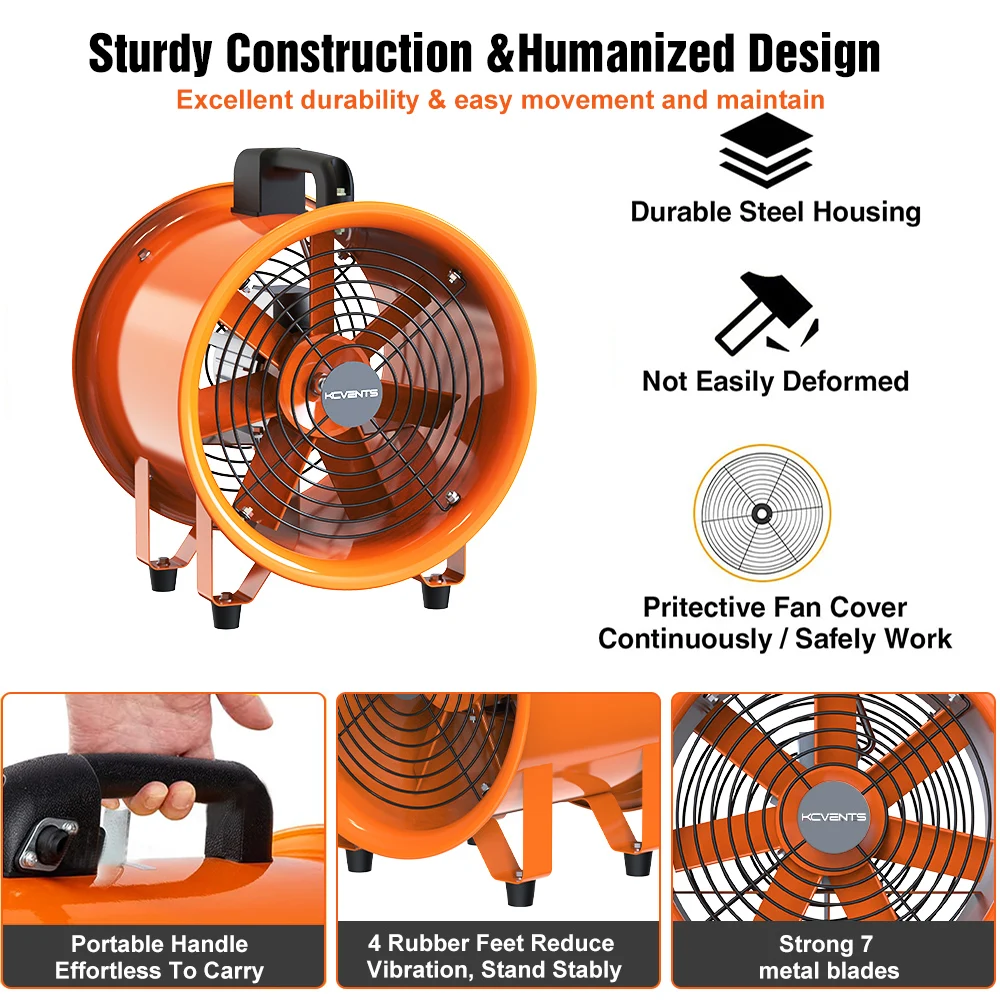 Portable Ventilator Axial Blower Workshop Extractor Fan With 5 Meter ...