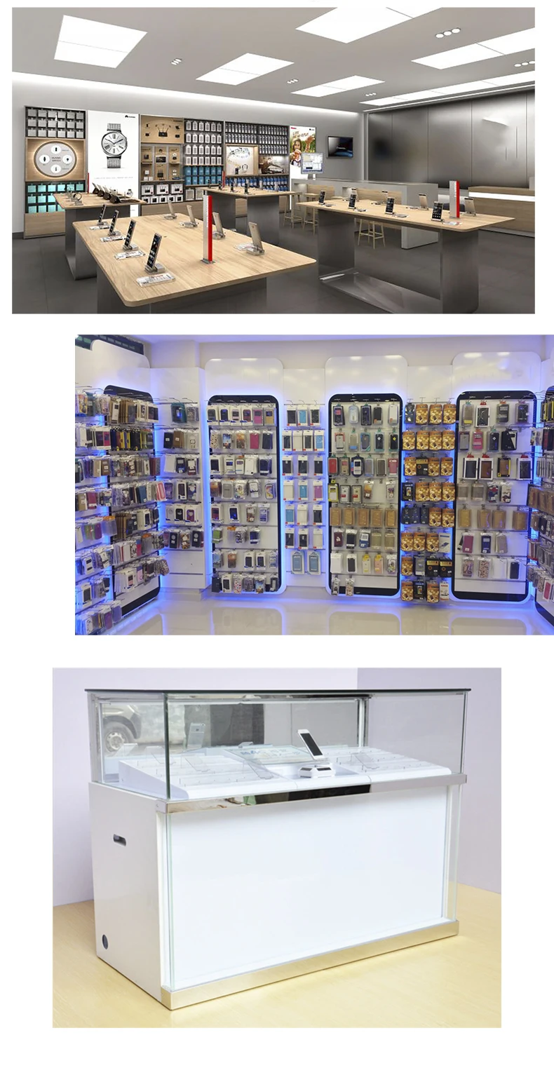 Retail Modern Cell Phone Display Counter Glass Store
