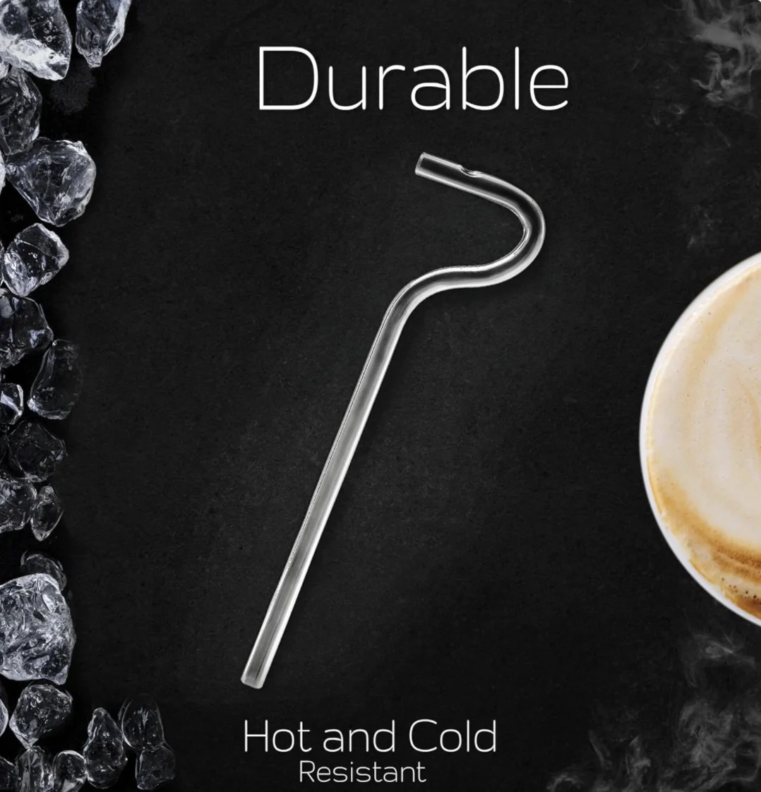 Anti Wrinkle Glass Straw Metal Straw With Cleaning Brush Eco Friendly ...