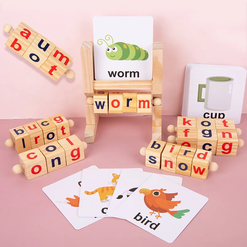 Educational Spinning Alphabet Manipulative Blocks Montessori Spelling ...