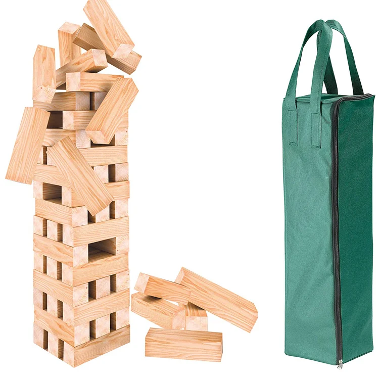 Educational Montessor Large Wooden Toppling Tumbling Tower Stacking ...