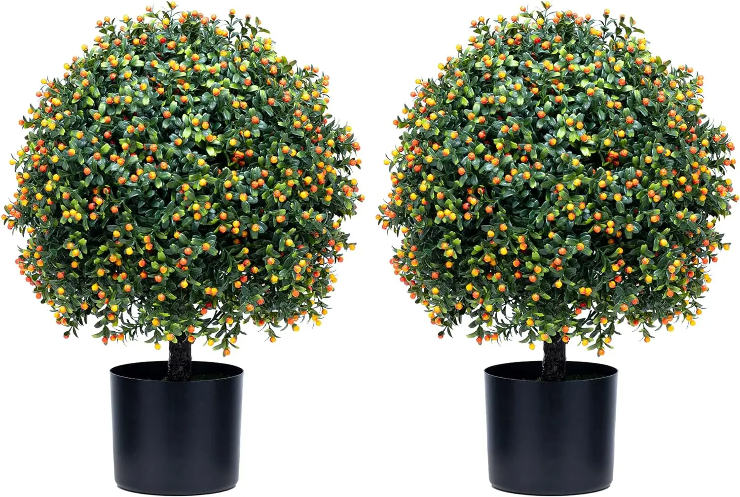 21 Inch Artificial Boxwood Green Topiary Ball Tree Plant for Outdoor ...
