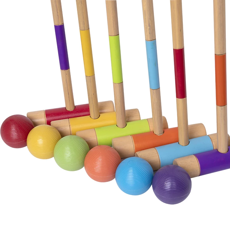 COMMIKI Custom 6-Player Wooden Croquet Set with Colored Balls and Soft ...