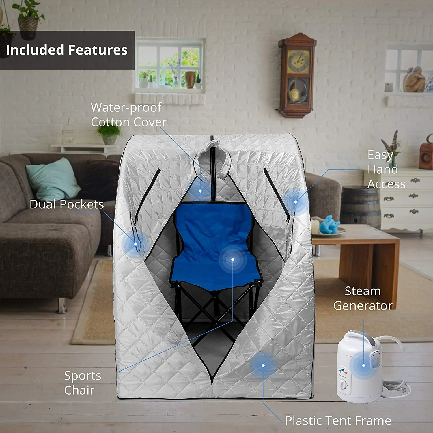 Saunaking Portable Folding Steam Sauna Room 800w Detox Slimming Body ...