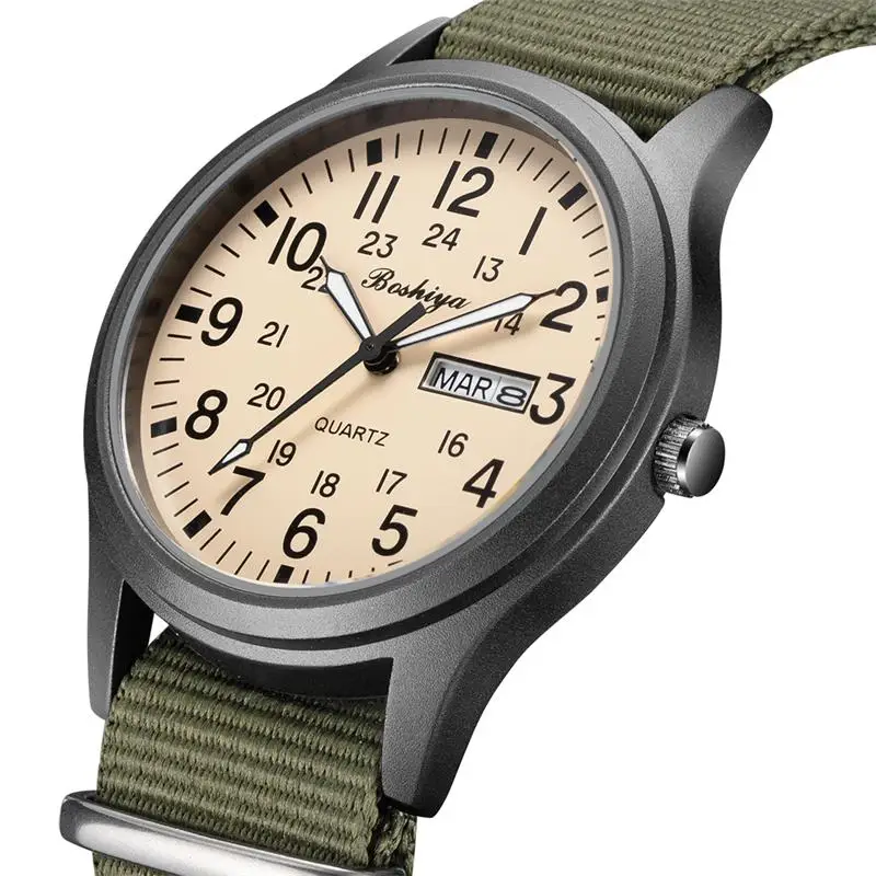 Waterproof Men's Field Watch - Outdoor Sports Quartz Nylon & Date Display
