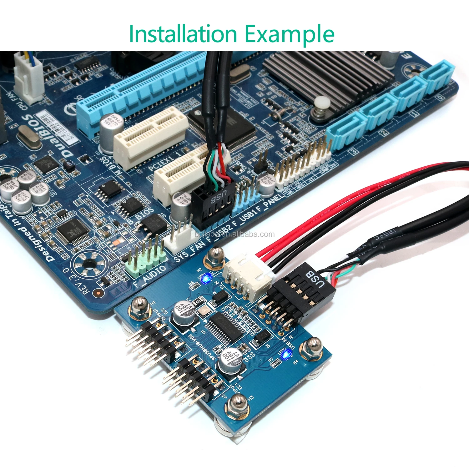 Motherboard 9-pin Header 1 To 2 X Usb 2.0 9pin Hub Expansion Board With ...