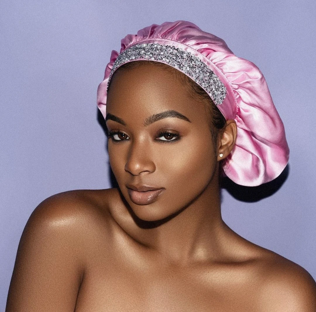 Silk Bonnet With Custom Logo Luxury Bonnets Bling Bonnet With Edge ...