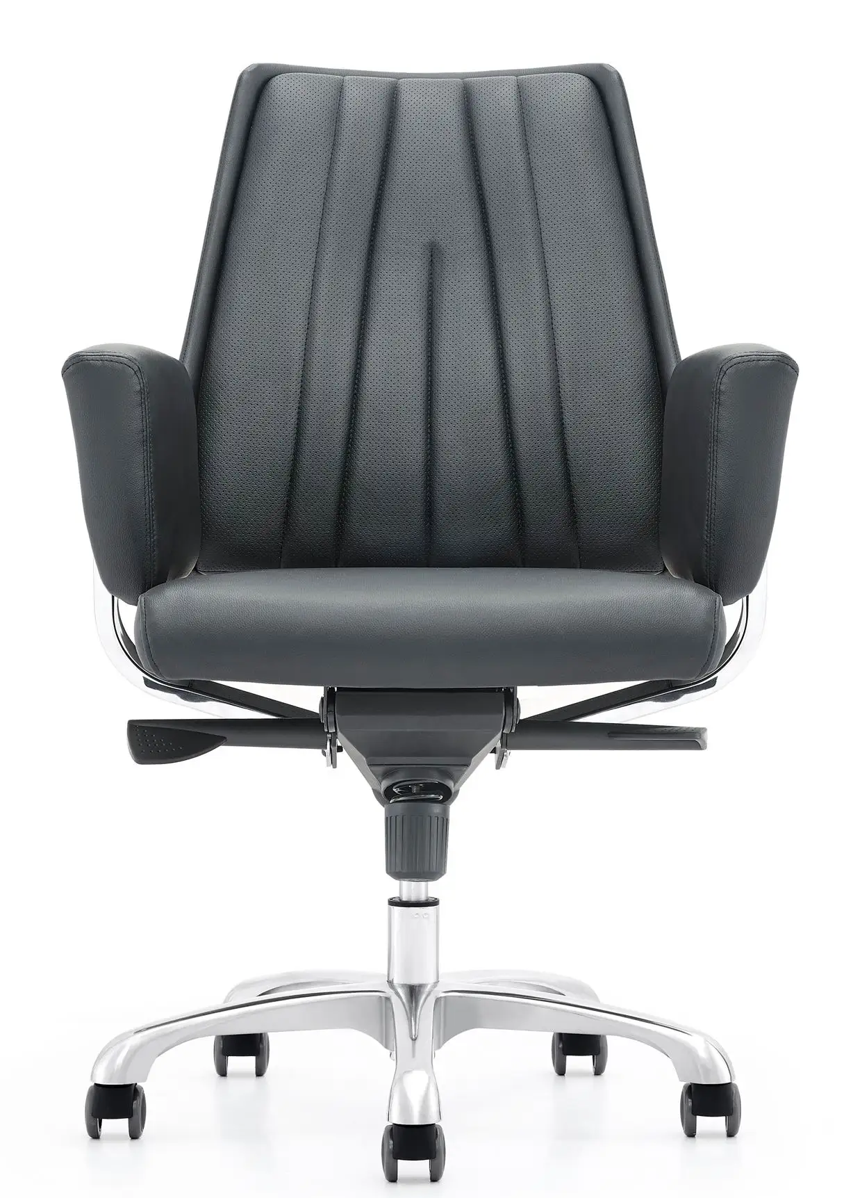 Black Leather Upholstery Secretary Office Chair Reception Ys915b Mid ...