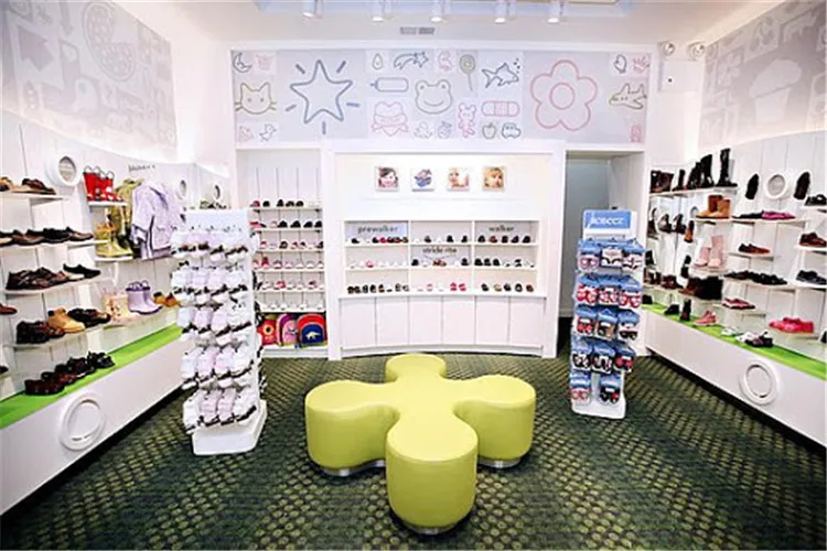 Children Showroom Painting Wood Wall Shelf Kids Shoes Display - Super U