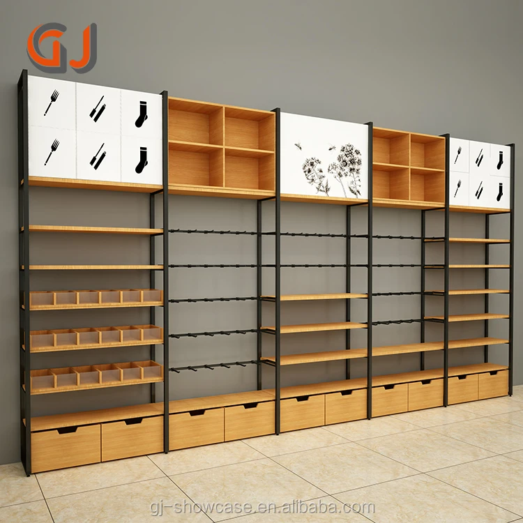 Umum toko desain barang butik rak tampilan kayu miniso rak hadiah toko ...