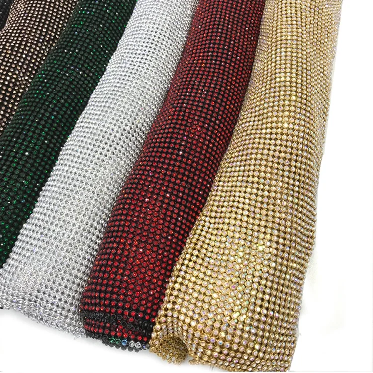 S145 Cuttable Rhinestones Fabric Sheet - Black Metal Mesh