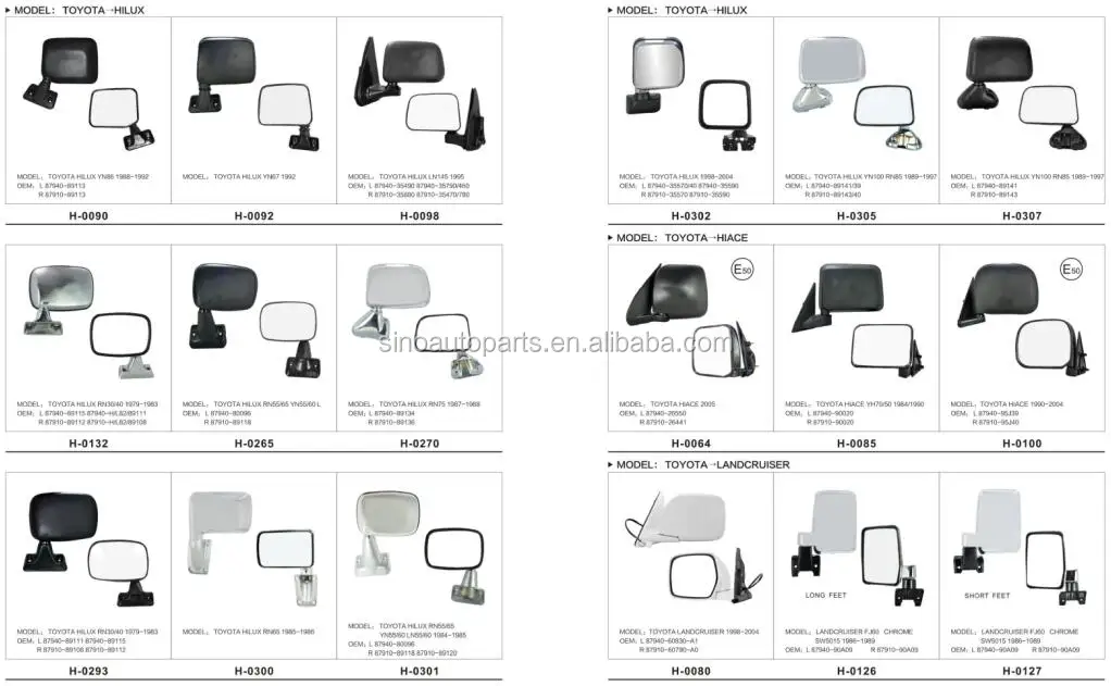 Car Mirror Rearview Mirror For Hilux Yn67 1992 Door Wing Mirror - Buy ...