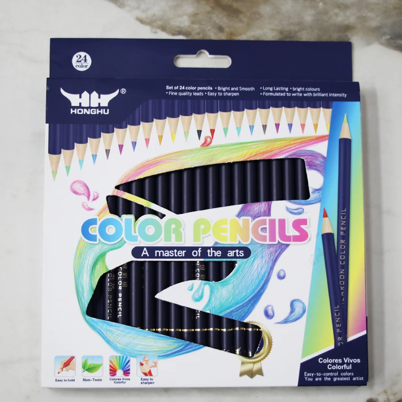 High Quality Color Pencils 24 Color Pencil Sliding Box Packing Drawing ...
