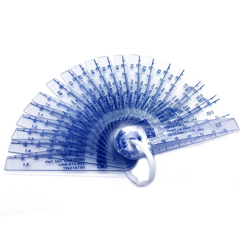 22 Piece/set (0.02-2mm) Plastic Transparent Feeler Gauge Thickness Gage ...