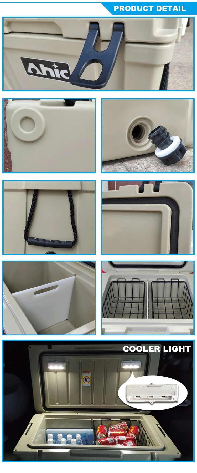 Roto Molded Custom Color Rotomolded Ice Cooler Plastic Ice Box Coolers