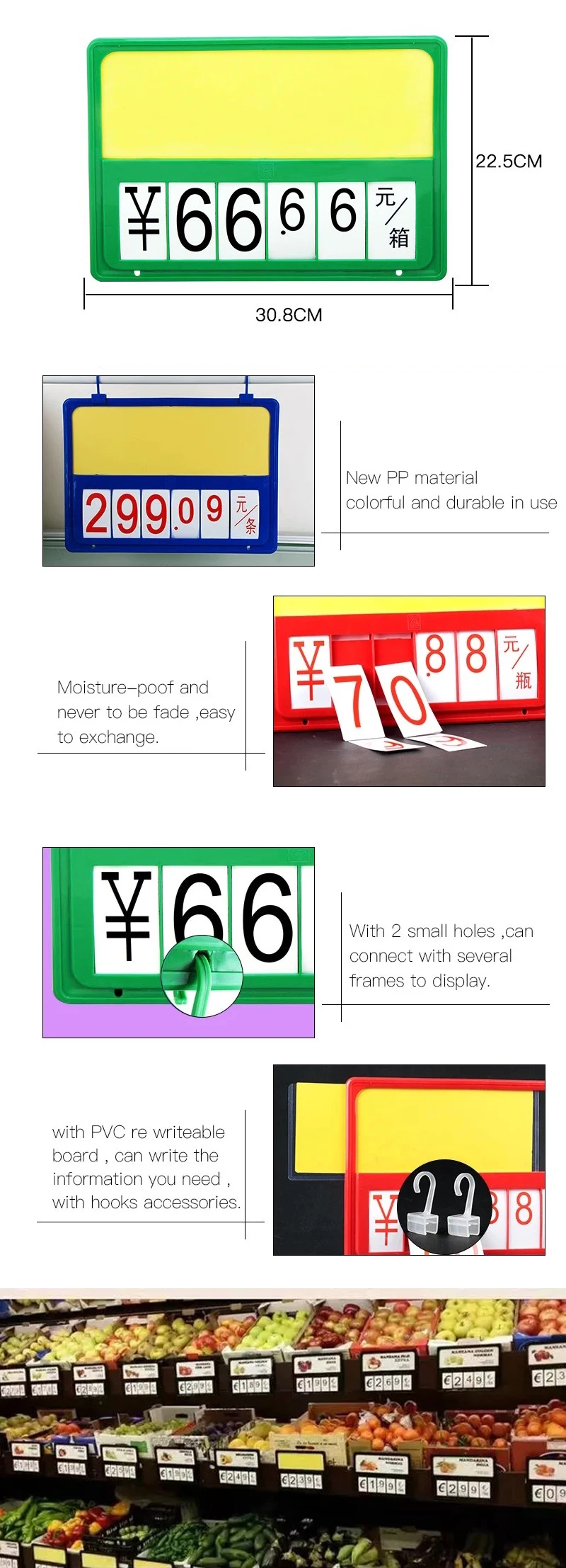 A4 A5 Supermarket Plastic Price Sign Pricing Board For Fruit Vegetable ...