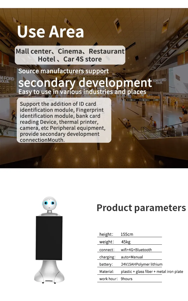 Complete Logistics Humanoid Autonomous Reception Welcome Service Robot ...