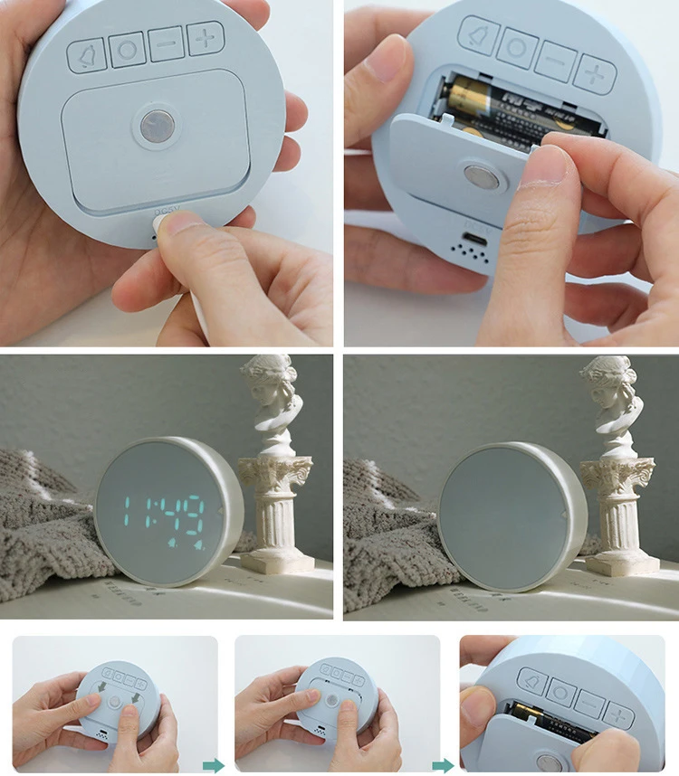 Portable Desk Clock Round Clock Countdown Timer Magnetic Suction Desk ...