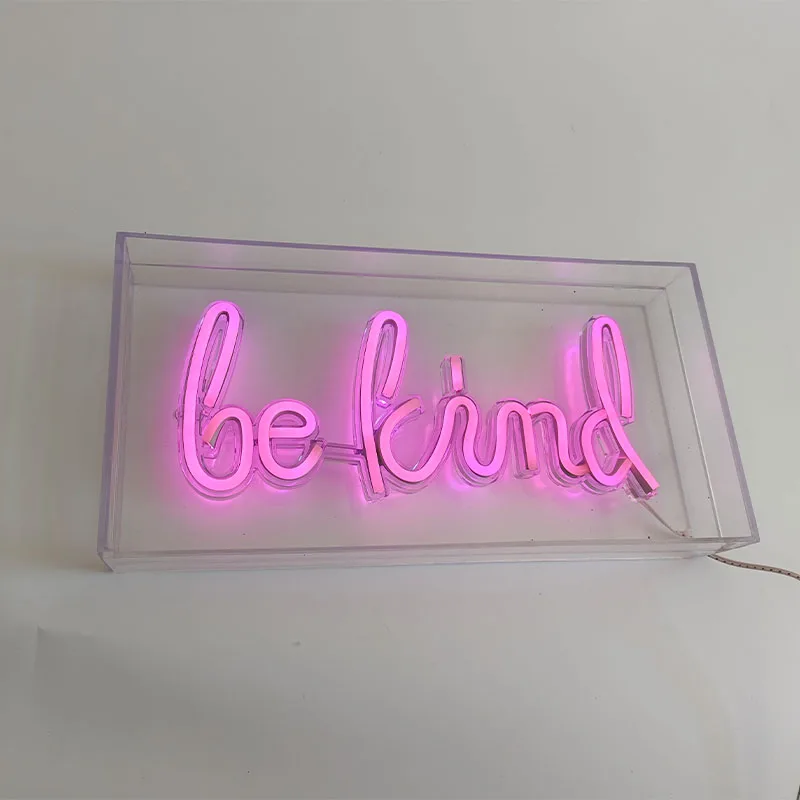 Be Kind Neon Sign Letters Light Box Acrylic Framed Table Decor Led ...