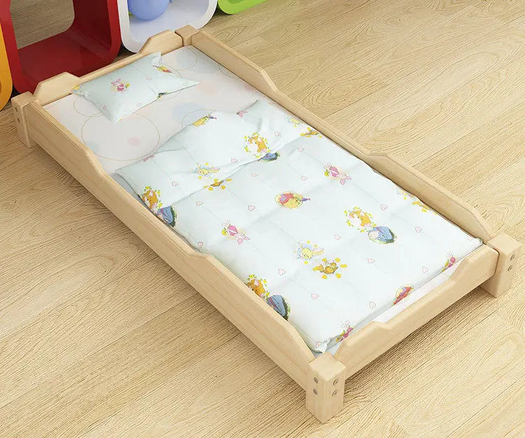 Kids Solid Wooden Single Bed For Kindergarten Kids Resting Bed Daycare ...