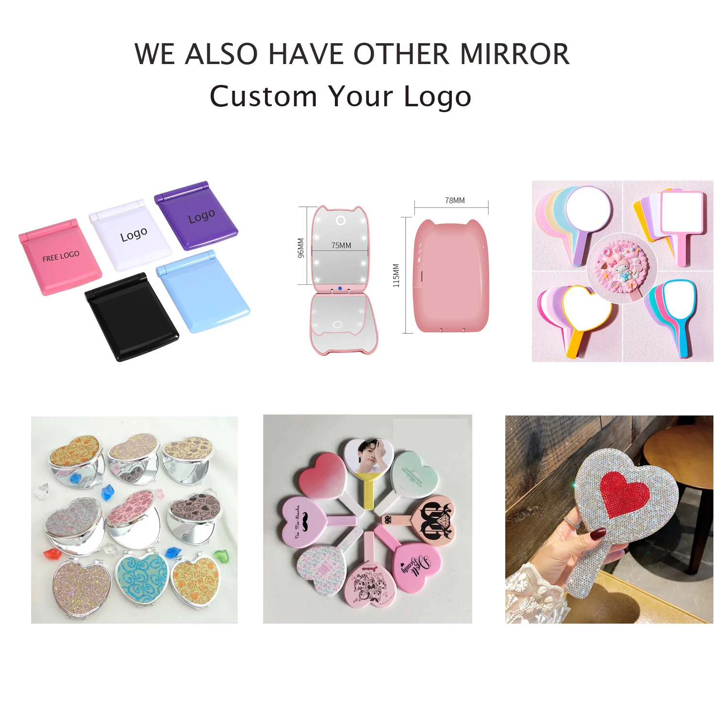 Customized Logo Folding Travel Mirror Lighted Makeup Cosmetic Portable ...