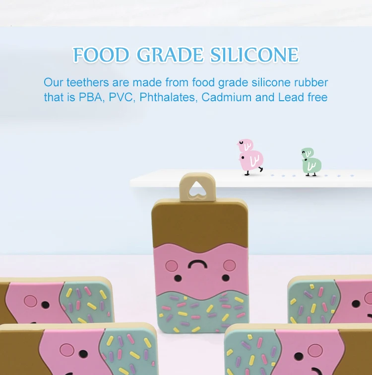 Ice Cream Teething Toys Baby Theether Food Grade Silicone Teether For ...