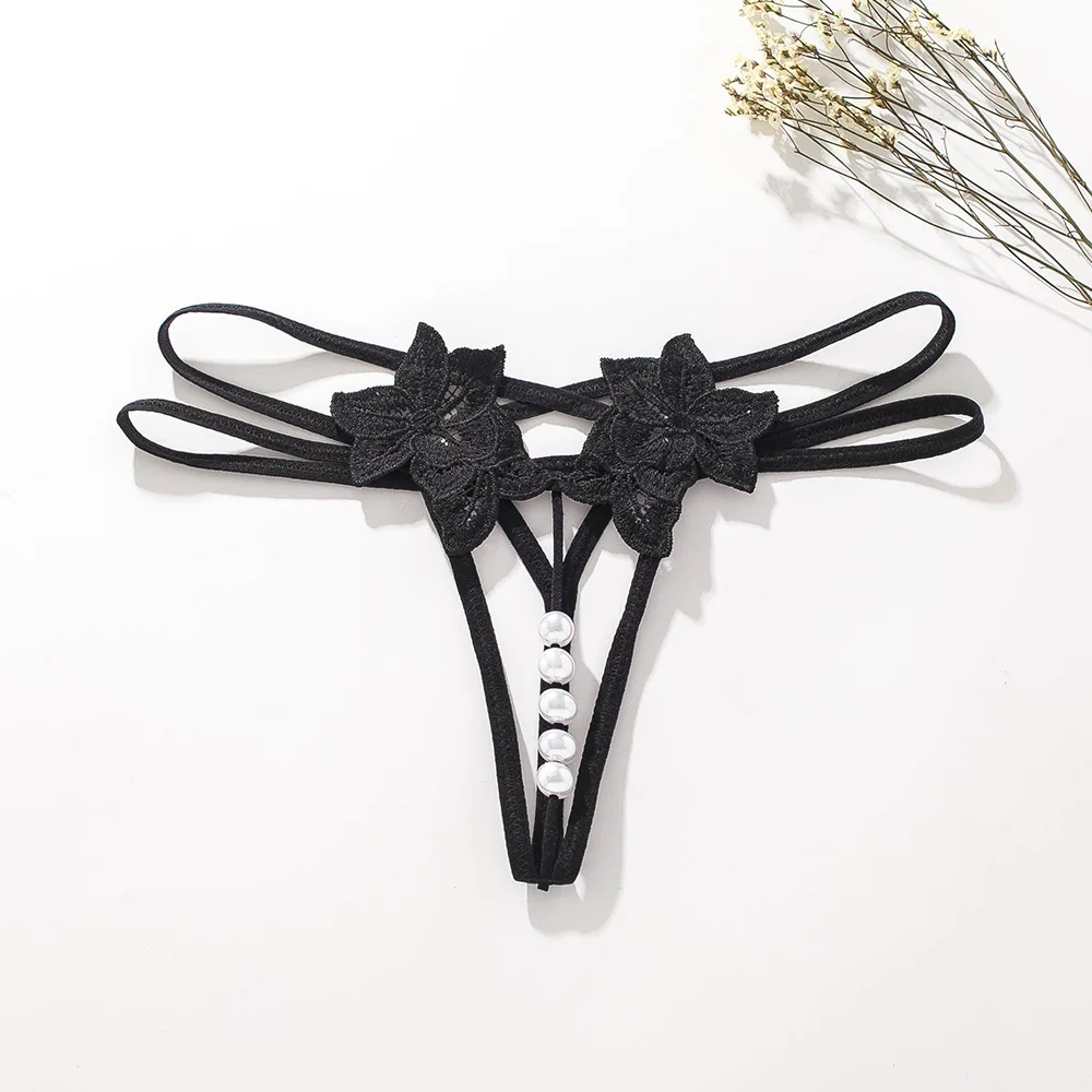 Wholesale Fancy Seamless Women Thongs Cotton Sexy Ladies Pearl Panties Solid Color Hot Girl