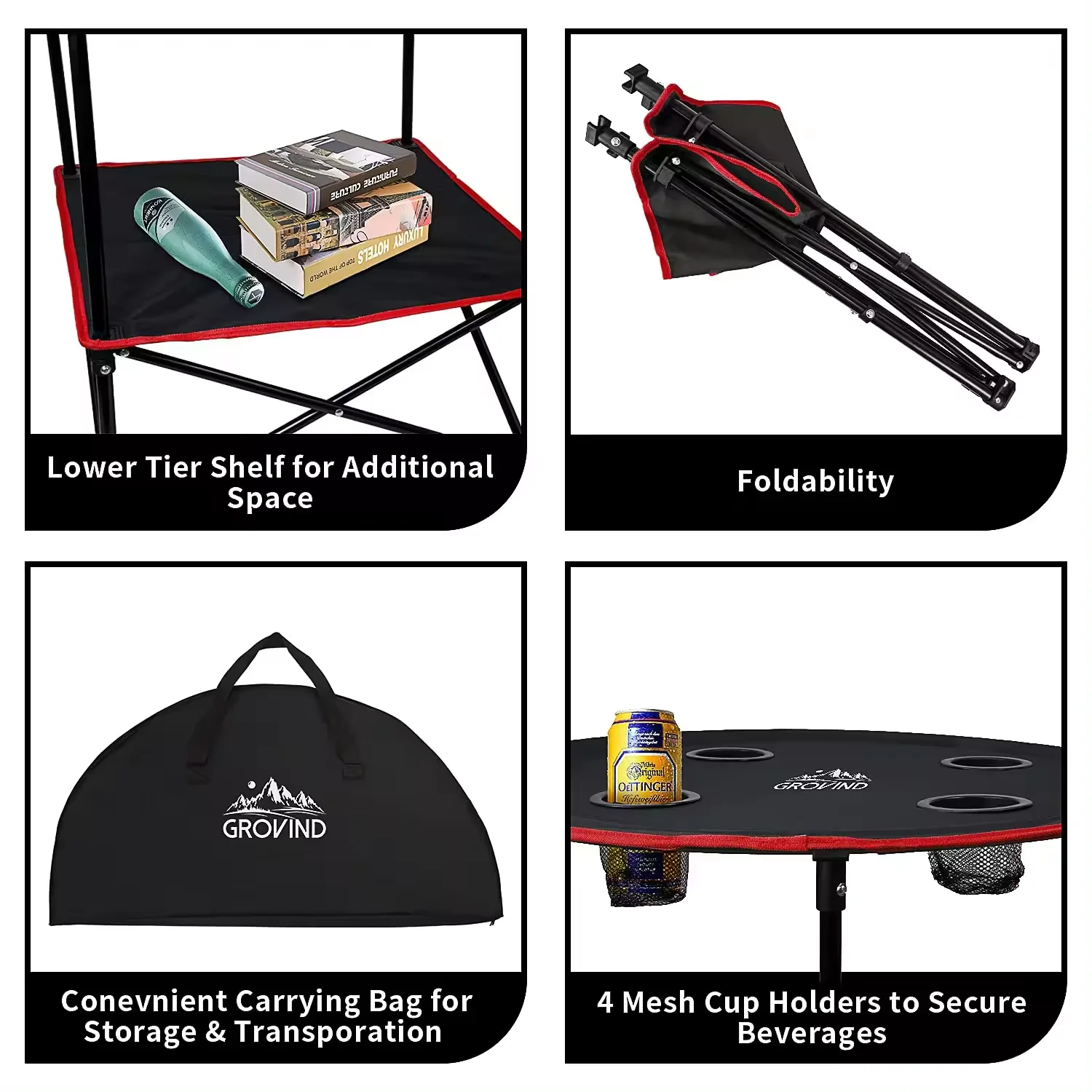 Hot Sale Portable Canvas Double Layer Camping Tables With 4 Cup Holders ...