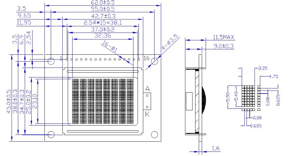 8x4 Line Character Lcd Display 0804 Lcd Screen With Ks0066 Splc780d ...