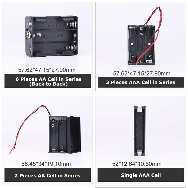 No.7 Aaa Battery Box 1 2 3 4 Slots Aaa Battery Holder With Wire - Buy ...